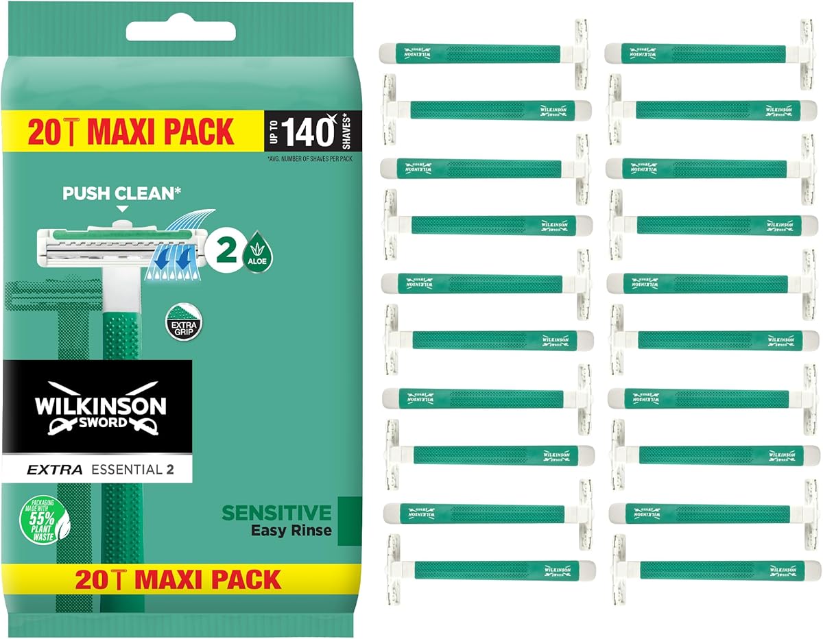 Wilkinson Sword Extra 2 For Men Sensitive Disposable Razors, 20 Count ...
