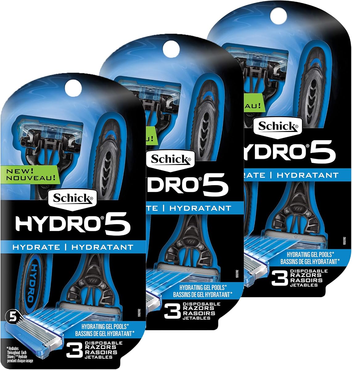 Schick Hydro 5 Disposable Razors with Flip Beard Trimmer, 9 Count ...